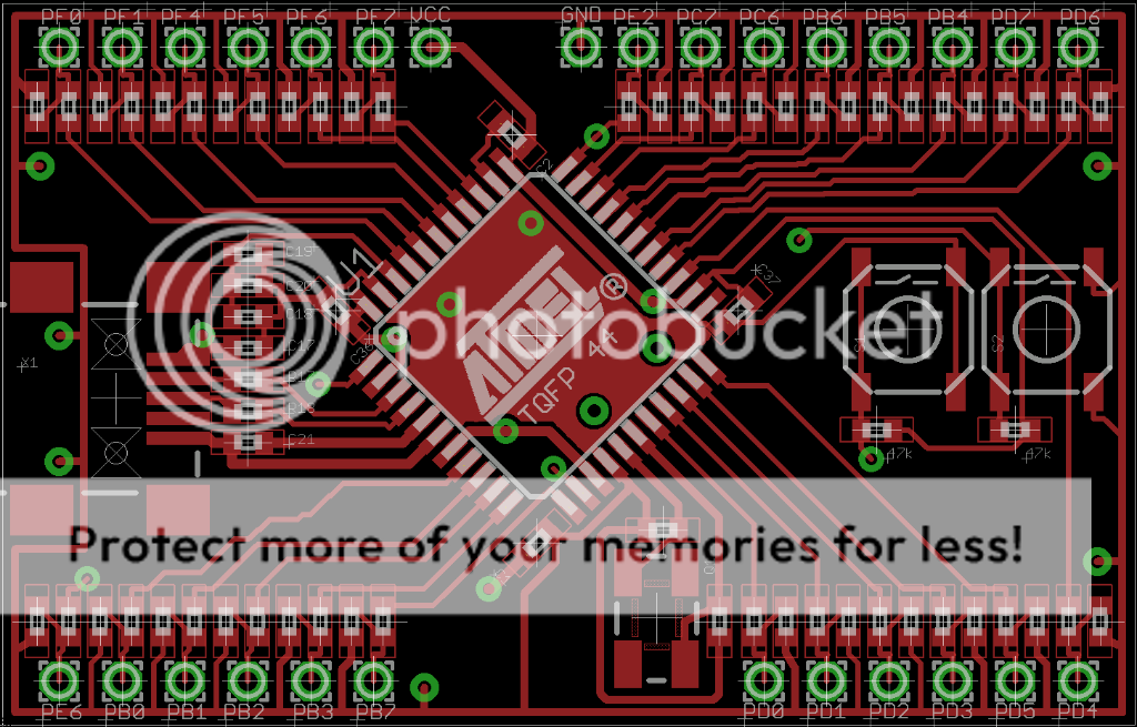 Help with GND and/or VCC pour on top and bottom layers | AVR Freaks